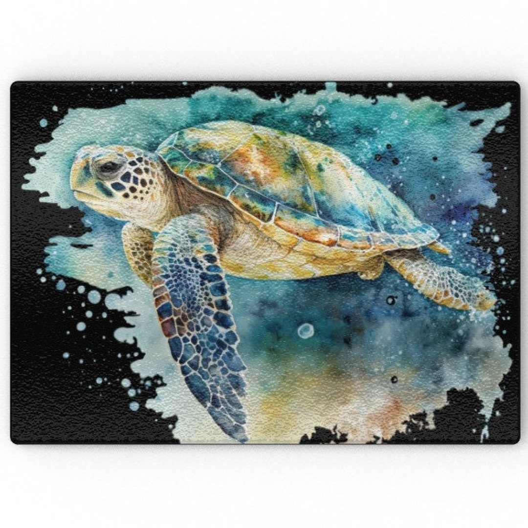 Majestic Sea Turtle III Glass Chopping Board, Round, Rectangle - Etsy