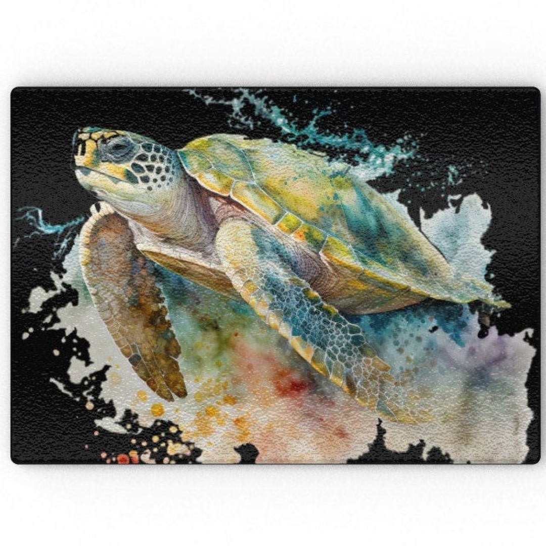 Majestic Sea Turtle X Glass Chopping Board, Round, Rectangle - Etsy