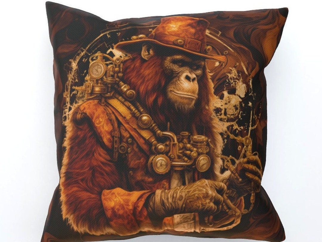Steampunk Orangutan Cushion, Double-sided - Size Options: 30cm X 45cm ...