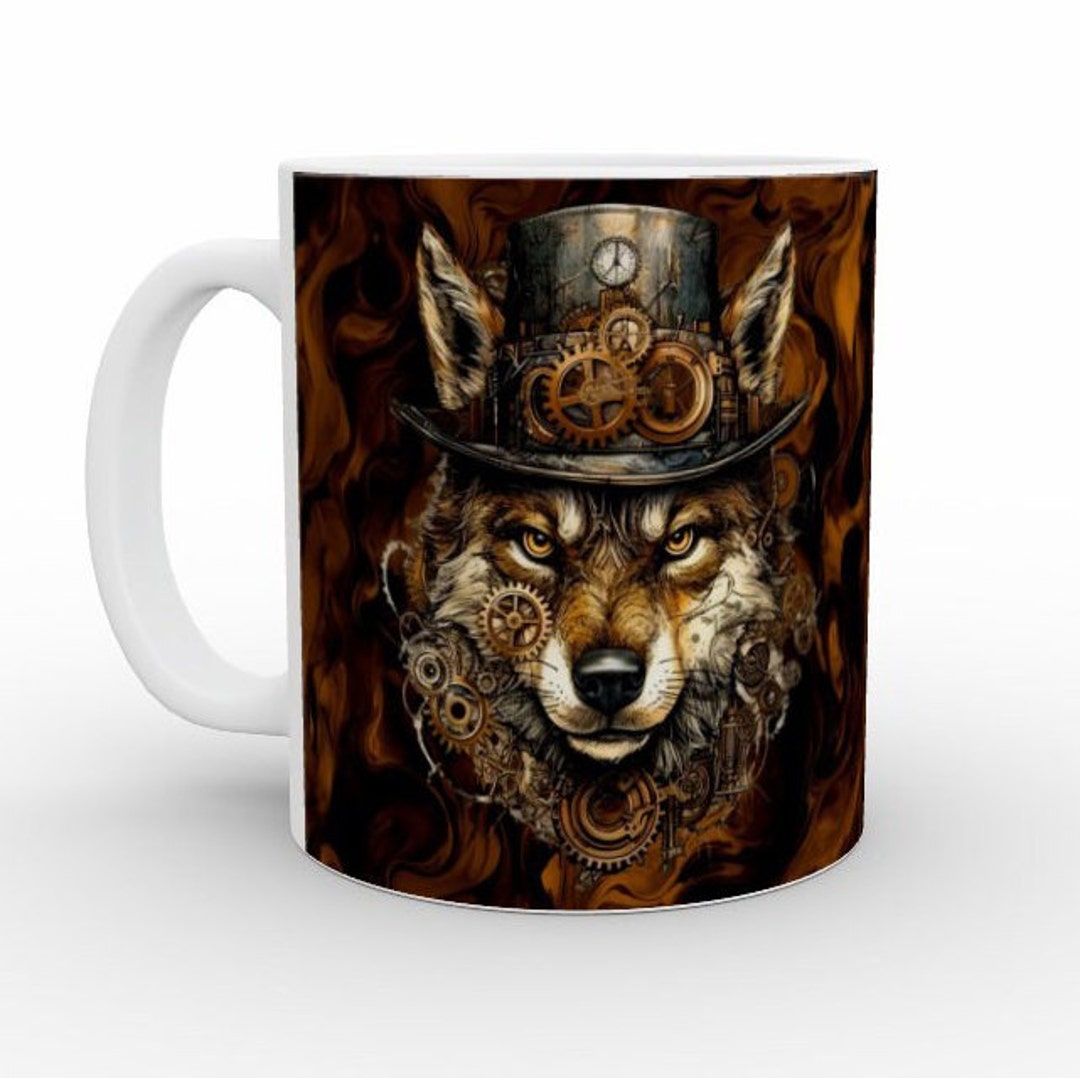 Steampunk Wolf Hot Drink Mug Availability: Single, Set of 2 or Set of 4 ...