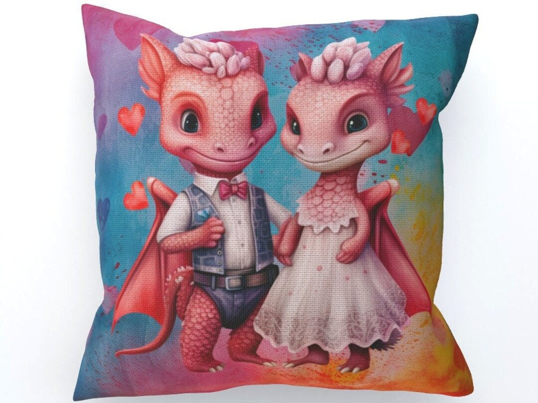 Dragons in Love VI - Cushion, Double-sided - Size Options: 30cm X 45cm, 30cm X 30cm, 45cm X 45cm ...