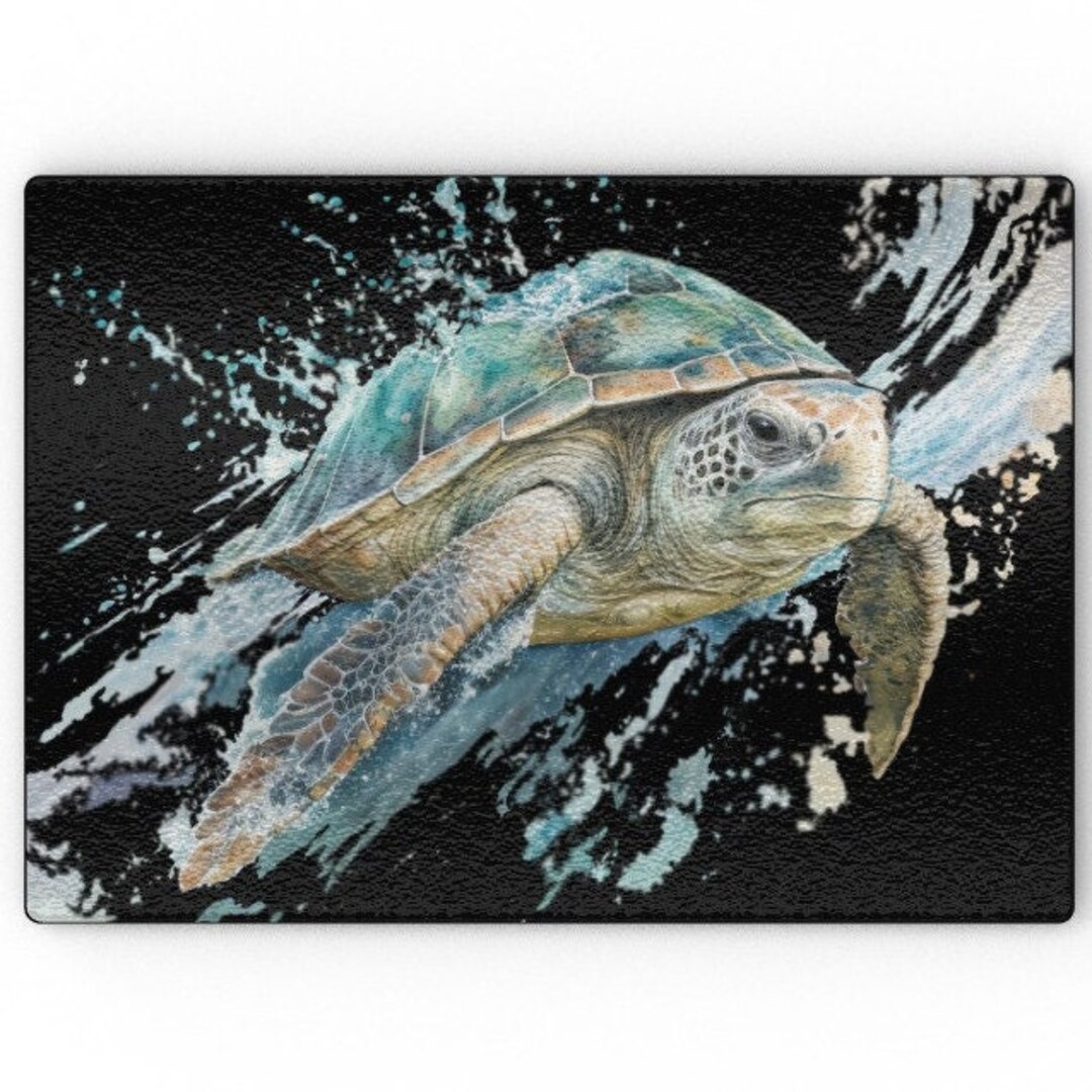 Majestic Sea Turtle VII Glass Chopping Board, Round, Rectangle - Etsy