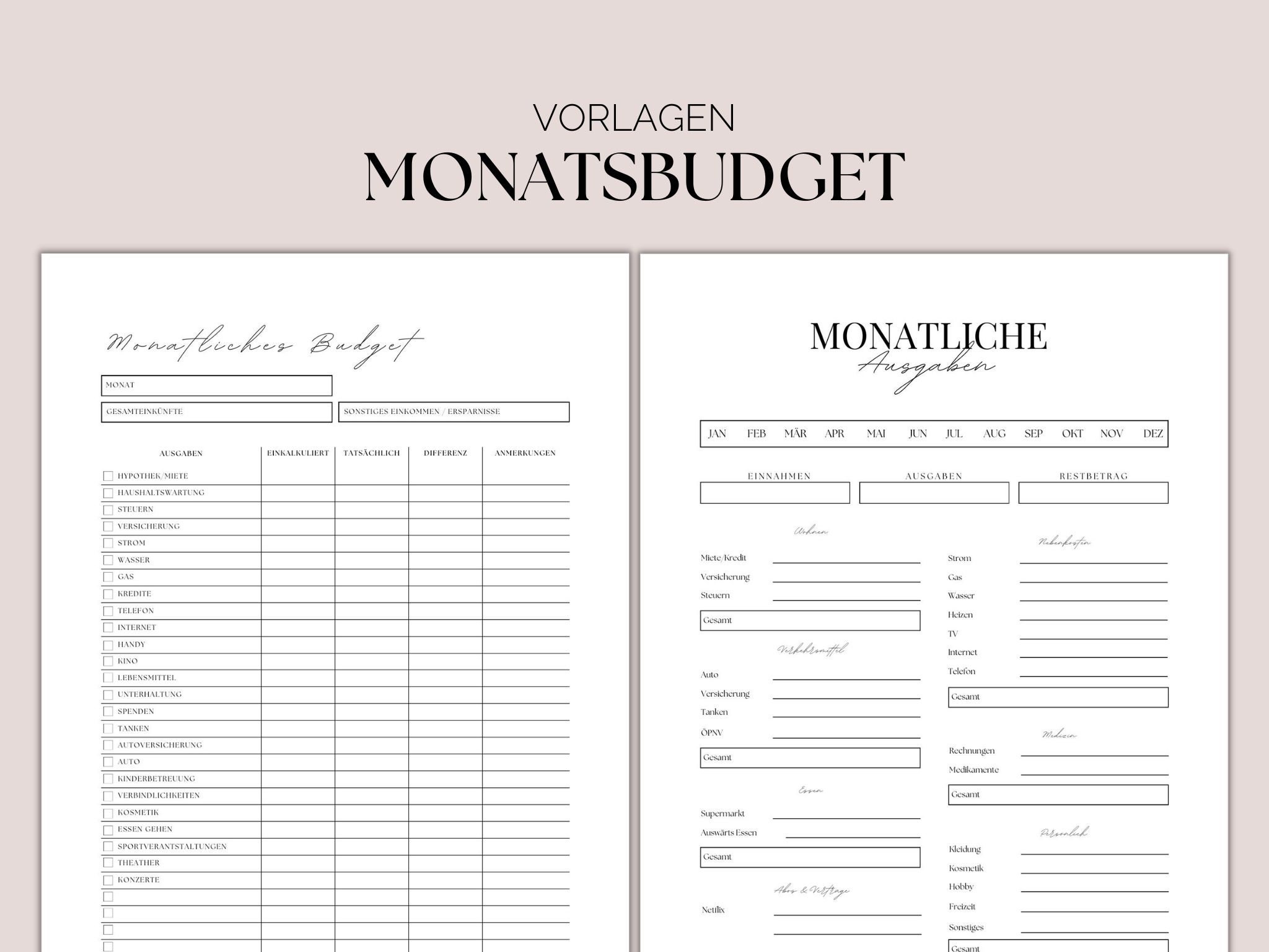 Finanzplaner Monatsbudget 3 Planer Vorlagen Deutsch - Etsy.de