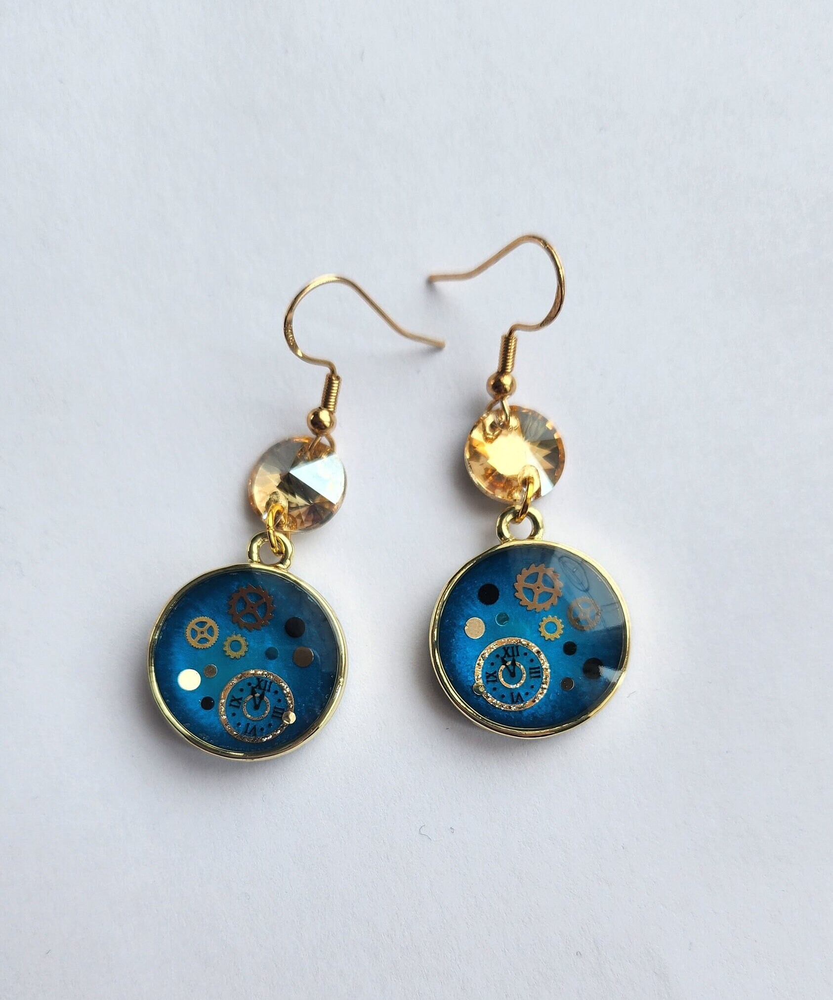 Resin and Cog Earrings - Etsy