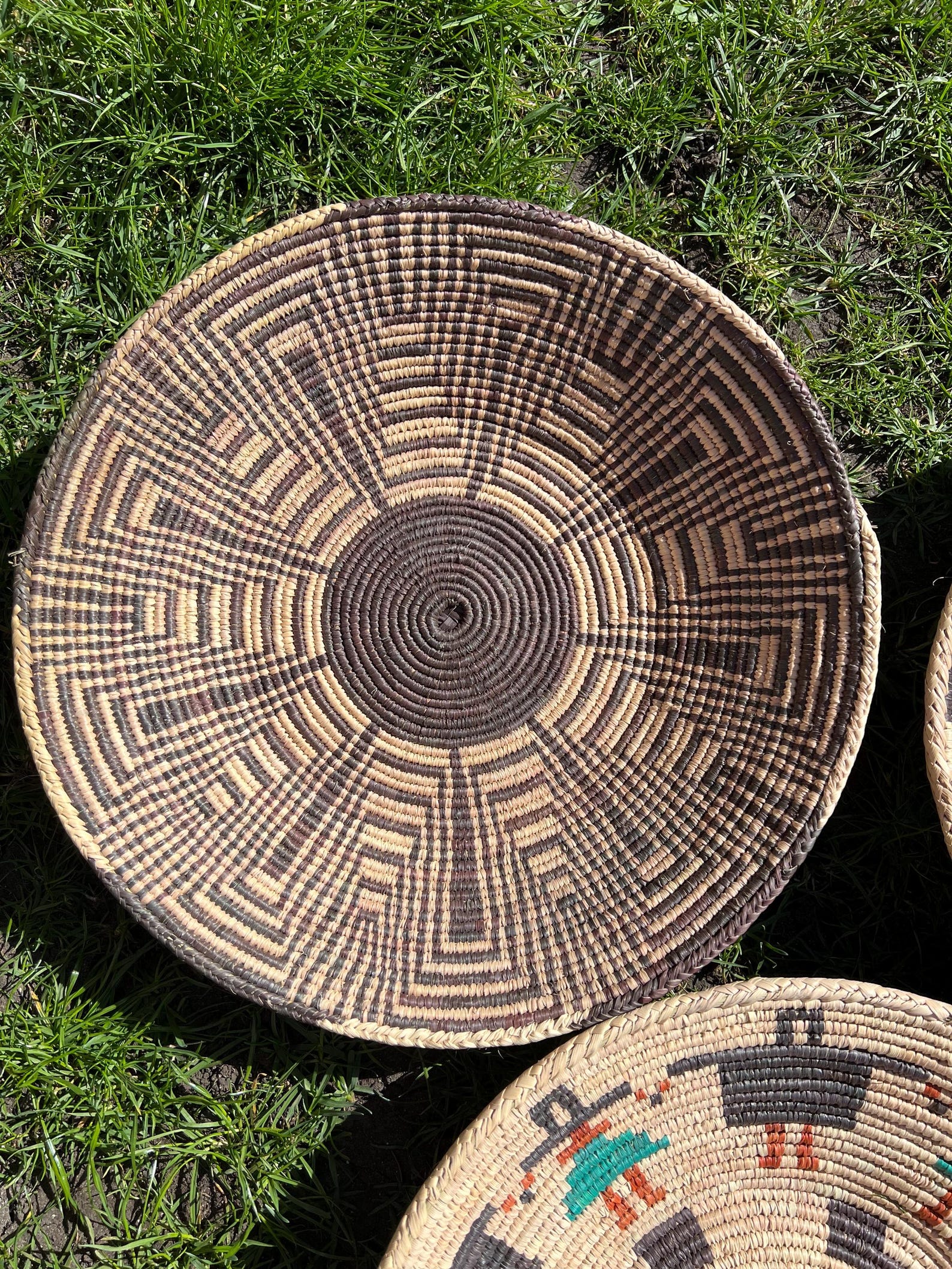 Set of 3 Palm Tree Handwoven Decorative Plates, African Plates,wall Art ...