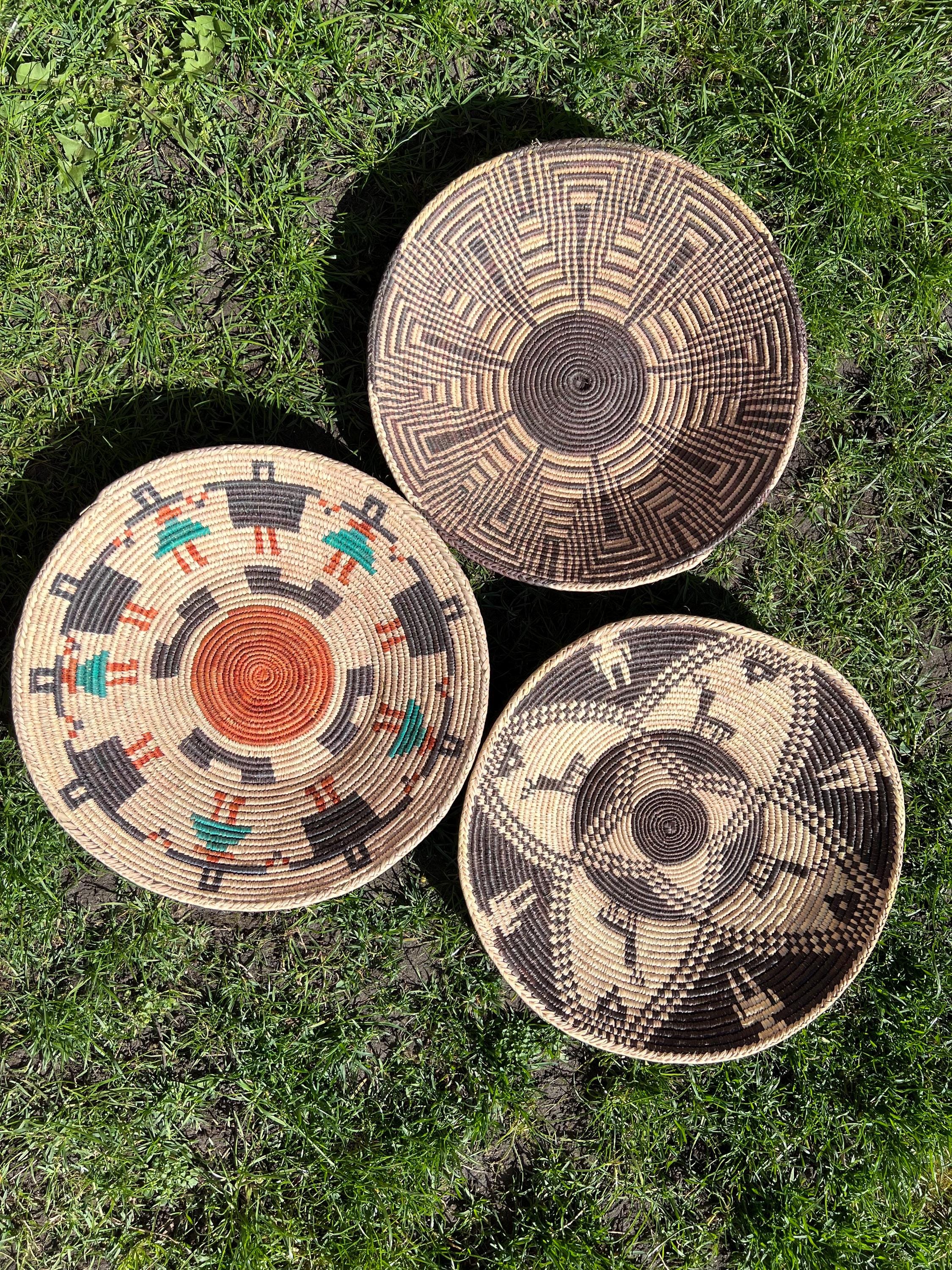 Set of 3 Palm Tree Handwoven Decorative Plates, African Plates,wall Art ...