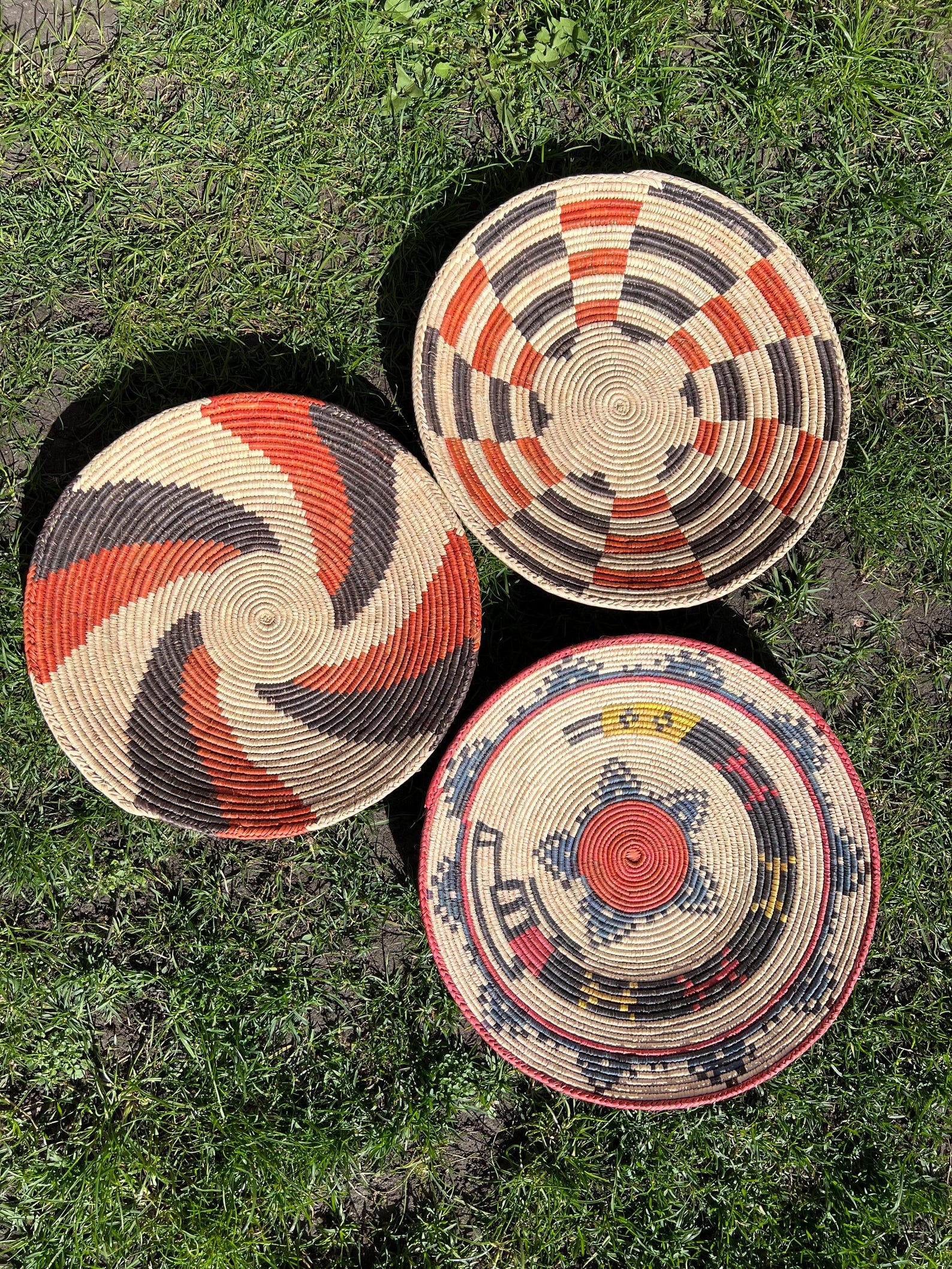Set of 3 Palm Tree Handwoven Decorative Plates, African Plates,wall Art ...