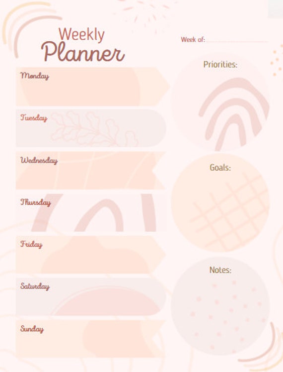 Whimsical Weekly Schedule Planner | Etsy
