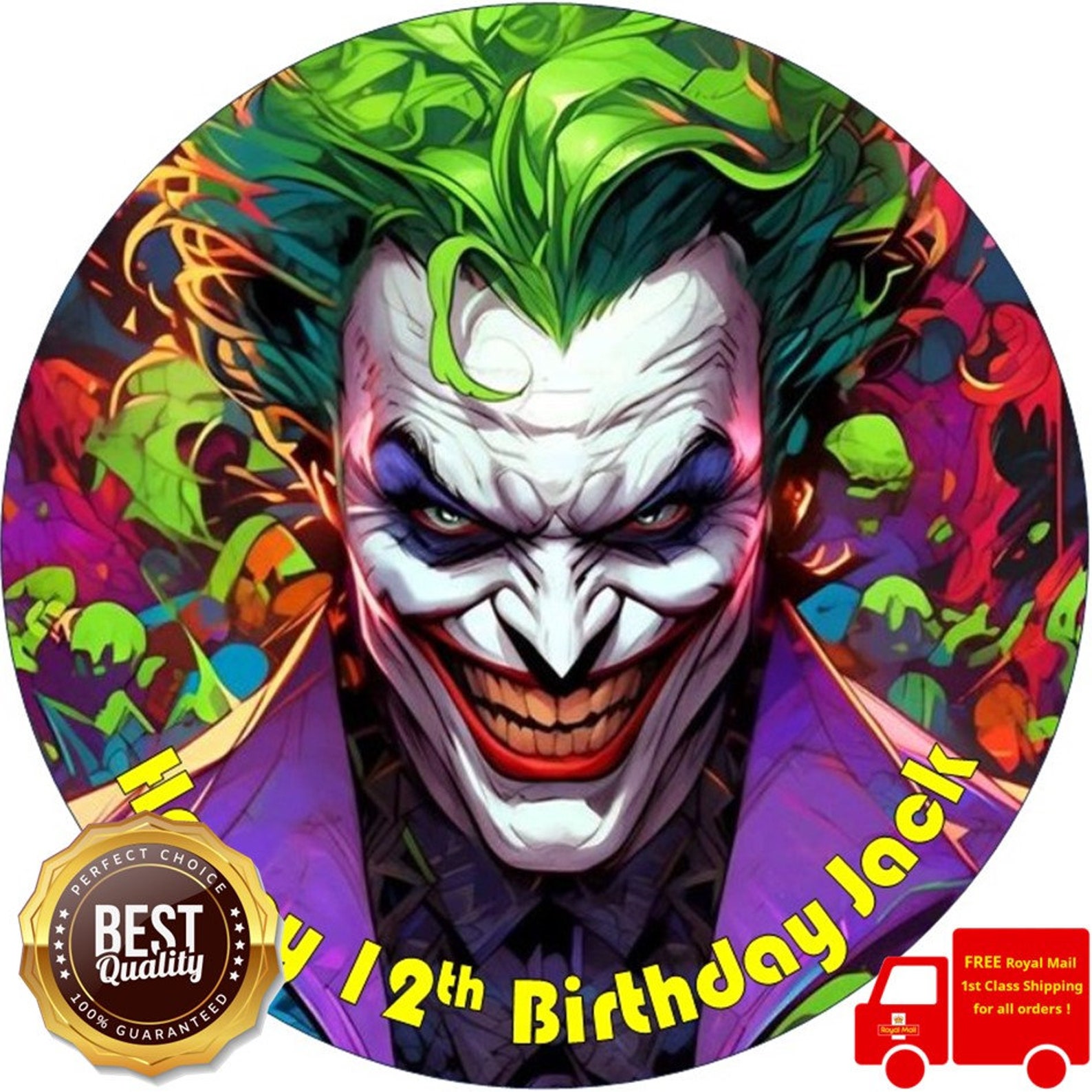 JOKER Personalised Edible Cake Topper on Icing Sheet or Wafer Card - Etsy