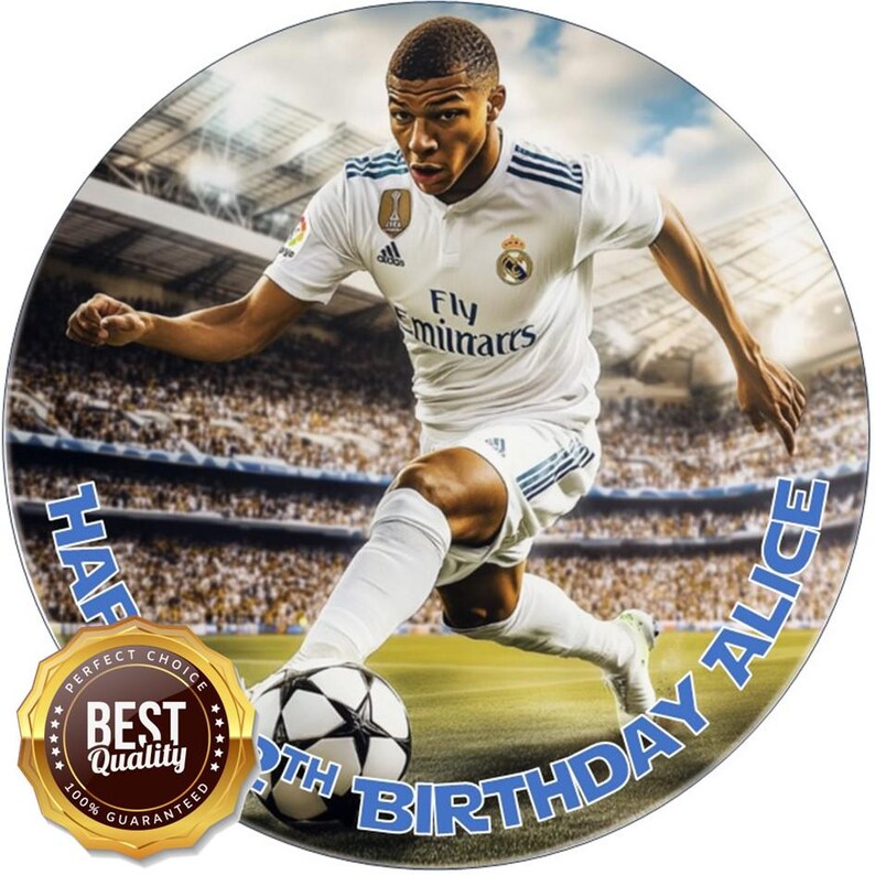 KYLIAN MBAPPE Personalised Edible Cake Topper on Icing Sheet or Wafer ...