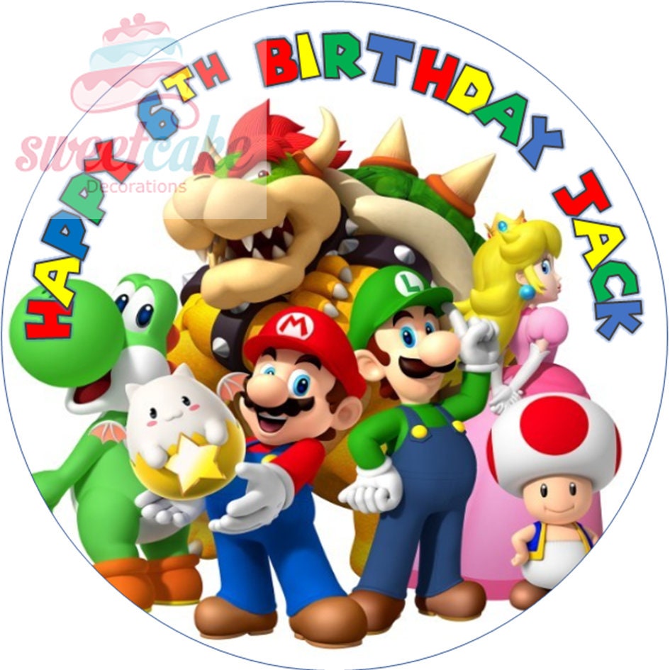 SUPER MARIO BROTHERS Cake Topper Personalised Edible Icing or Wafer ...