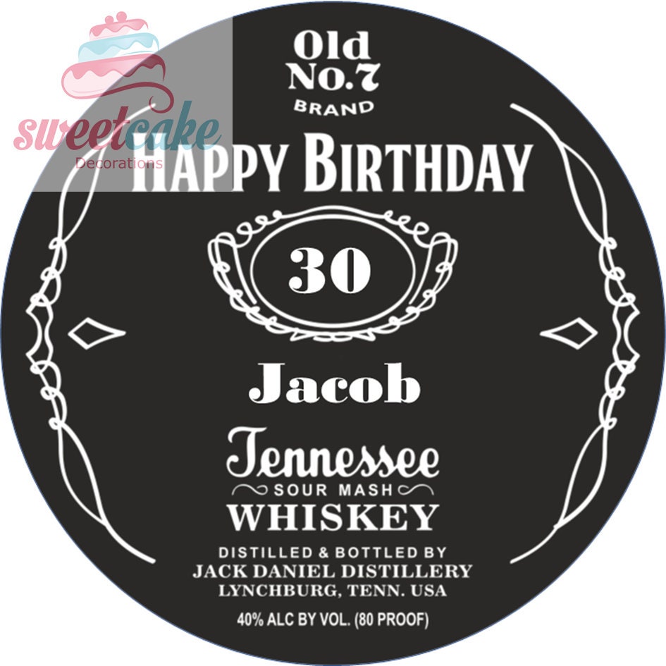 Whiskey Label Edible Cake Topper Icing or Wafer Paper - Etsy