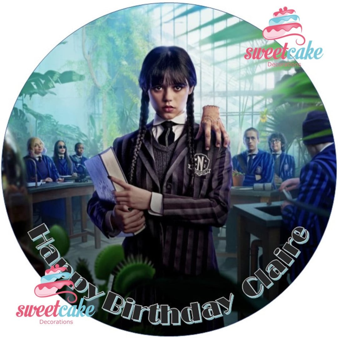 Wednesday Addams Cake Topper Personalised Edible Icing or Wafer Paper ...