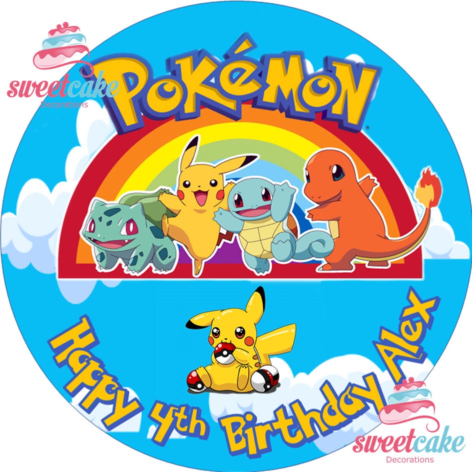 Pokemon / Pikachu Cake Topper Personalised Edible Icing or - Etsy