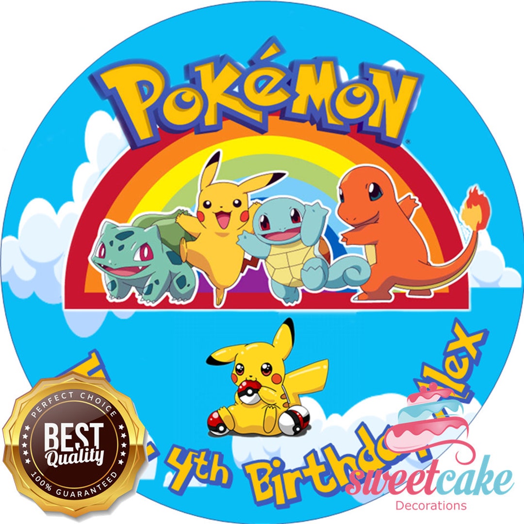 Pokemon / Pikachu Cake Topper Personalised Edible Icing or - Etsy