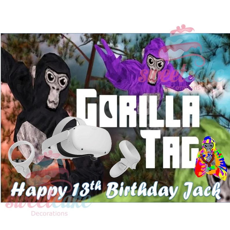 Gorilla Tag VR Cake Topper Personalised Edible Icing Sheet or Wafer ...