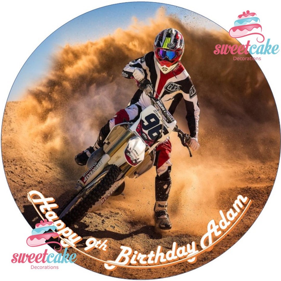 Enduro Motorcycles Cake Topper Personalised Edible Icing or Wafer Paper ...