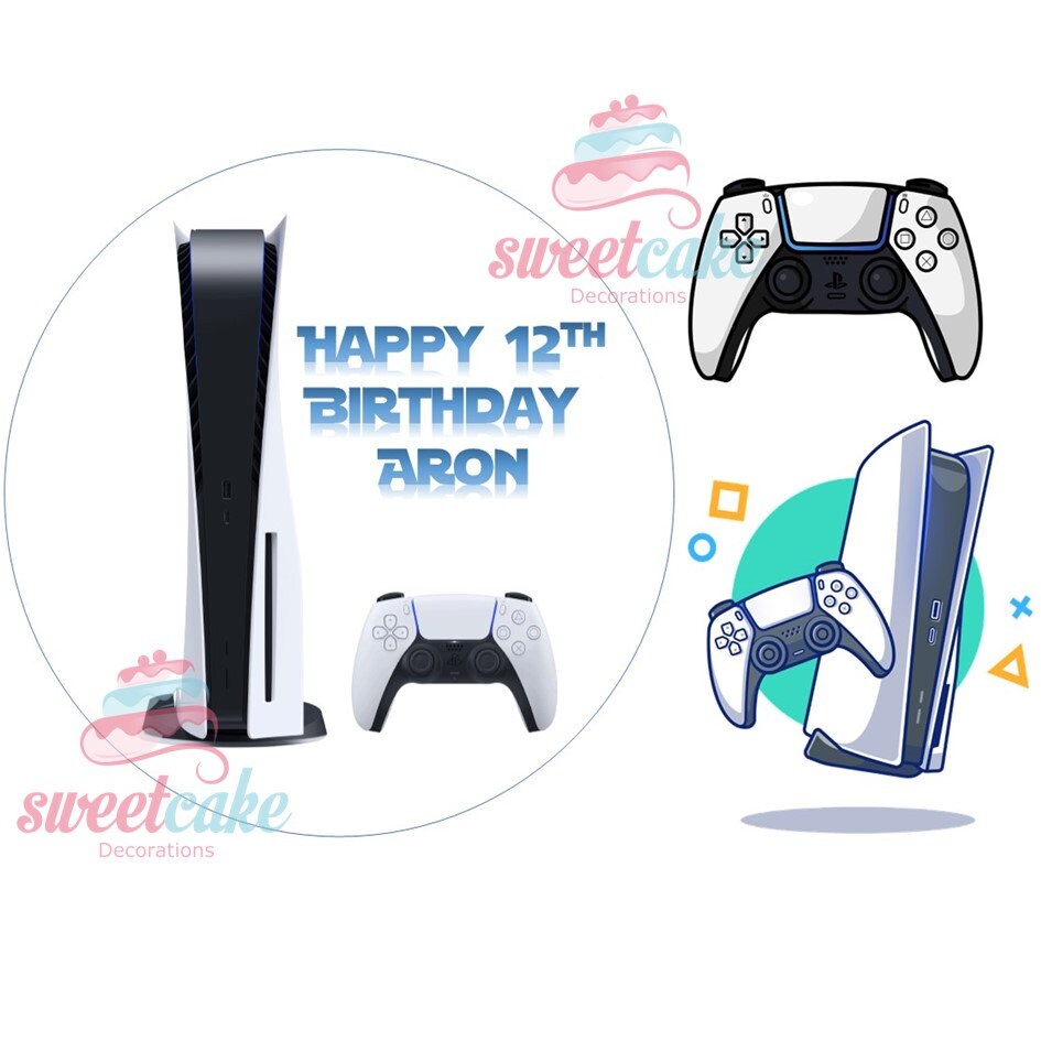 PS5 Playstation 5 Cake Cupcake Toppers Edible Icing Sheet or Wafer Pape ...