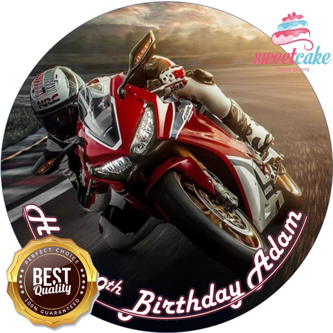 Superbike Motorbike Cake Topper Personalised Edible Icing or Wafer ...
