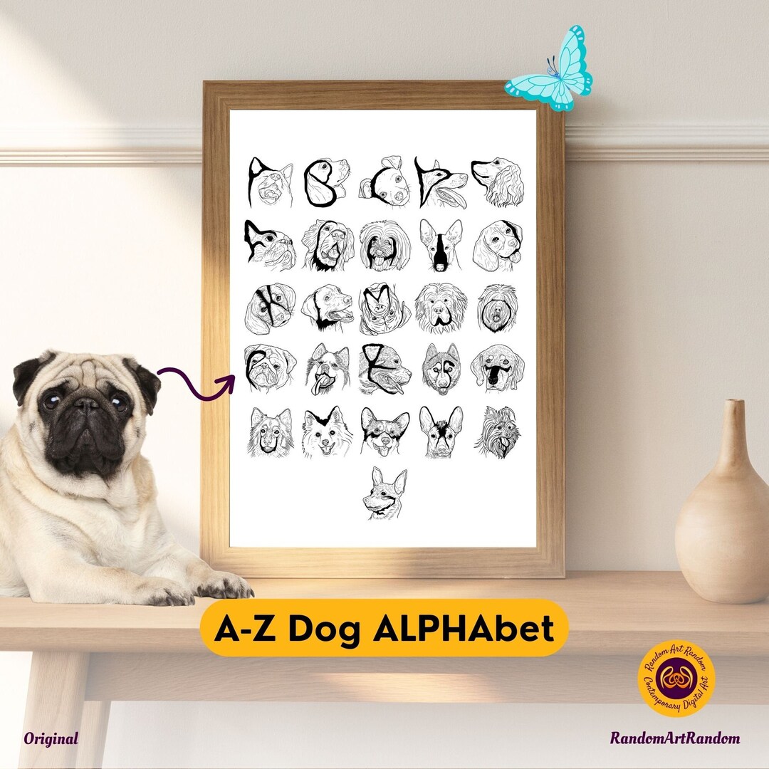 Dog Alphabet Poster Printable Dogs Alphabet for Dog and - Etsy