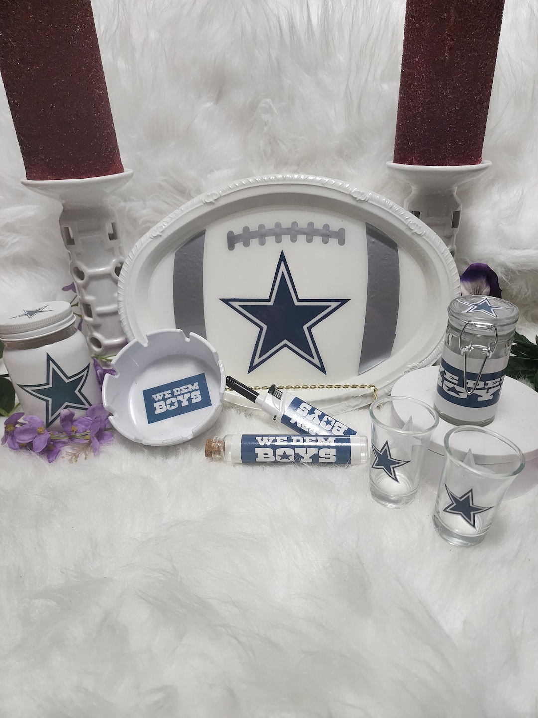Cowboys Football Rolling Tray Set: NFL Fan Gift - Etsy