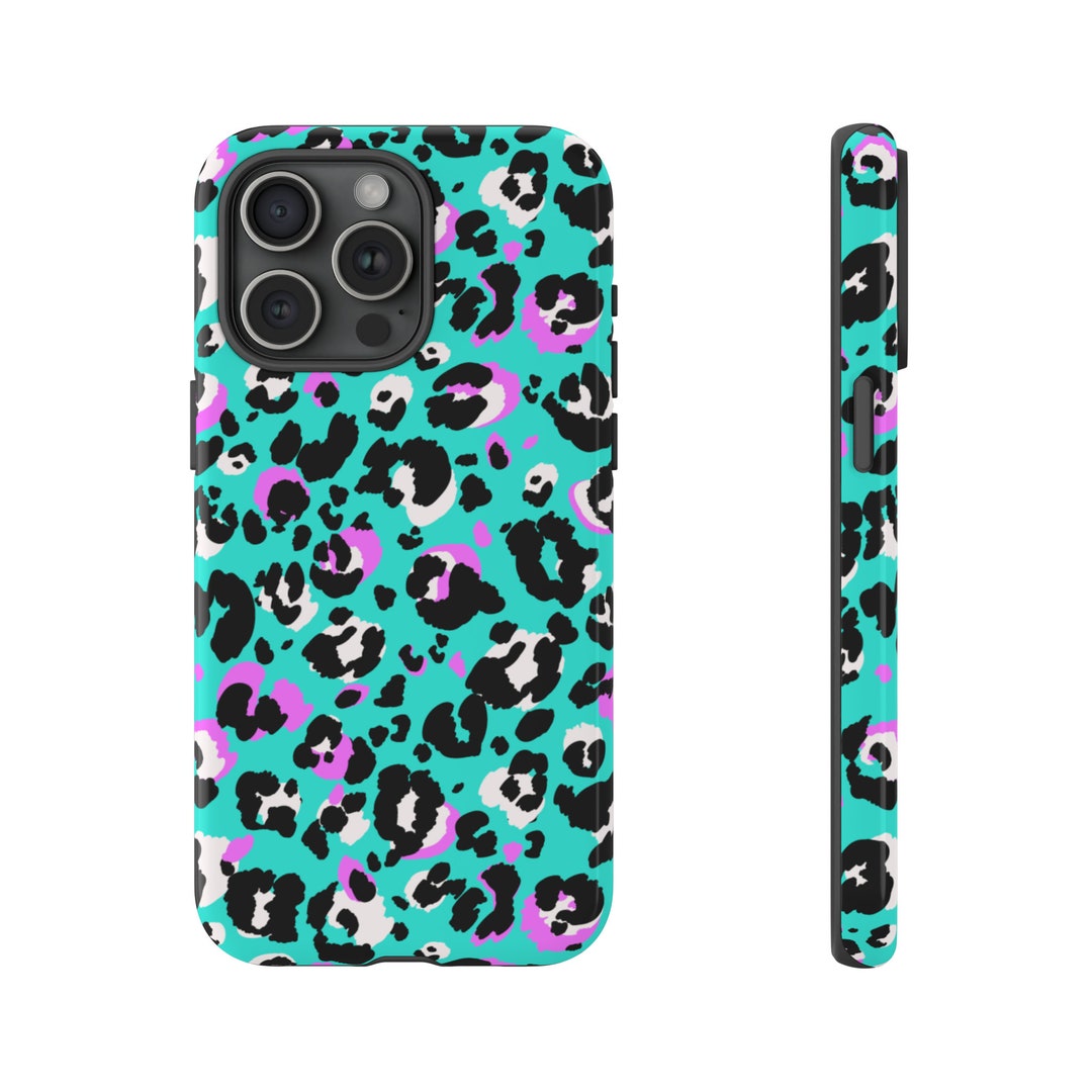 TURQUOISE LEOPARD PRINT Phone Case for Most Iphones Including iPhone 15 ...