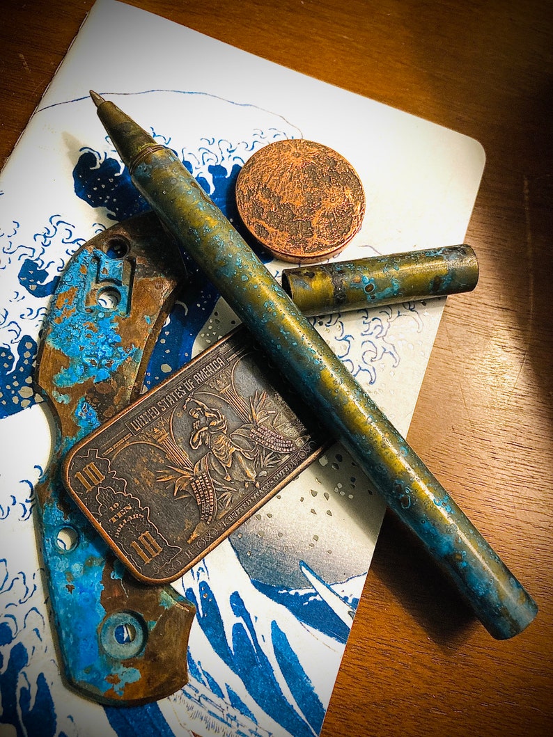 Brass Office Pen Shipwreck Patina - Etsy
