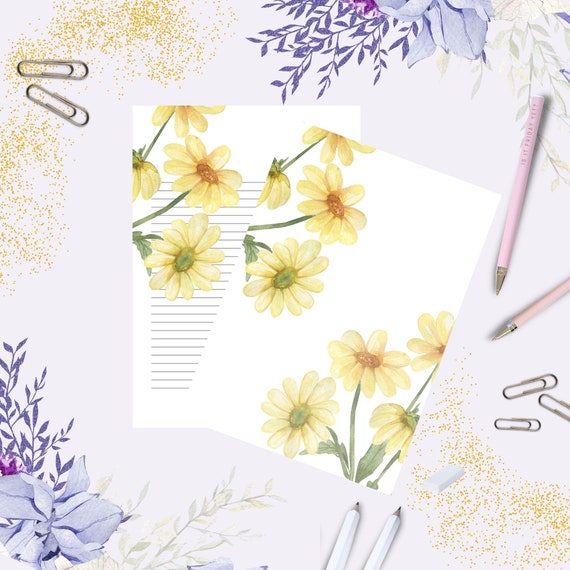 Marigold Flowers Printable Stationery A4/digital | Etsy