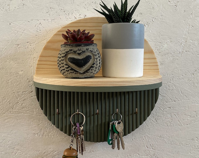 Wall Key Holder With Shelf, Decorative Entryway Organizer, Wooden Key ...