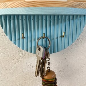 Round Wall Shelf With 3 Hooks, Minimalist Entry Shelf, Key Holder for ...