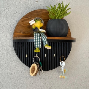 Walnut & Black Key Holder for Wall, Entryway Decorative Wooden ...