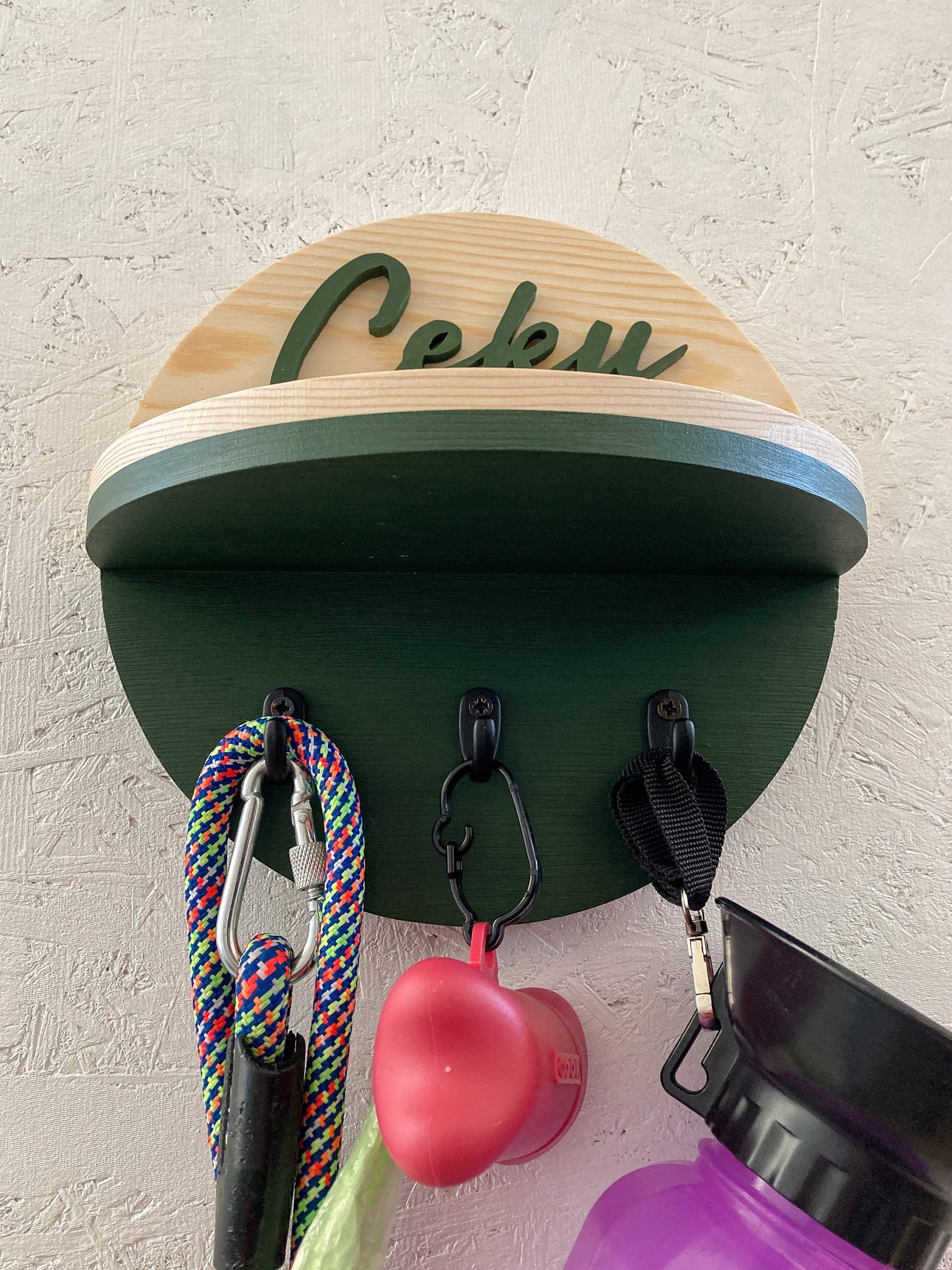 Personalized Wood Dog Name Leash Holder Pet Accessories - Etsy