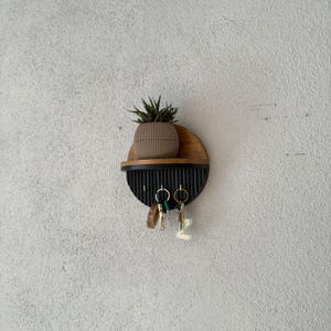 Walnut & Black Key Holder for Wall, Entryway Decorative Wooden ...