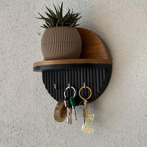 Walnut & Black Key Holder for Wall, Entryway Decorative Wooden ...
