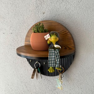 Walnut & Black Key Holder for Wall, Entryway Decorative Wooden ...