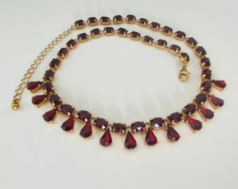 Faux Ruby Necklace - Etsy