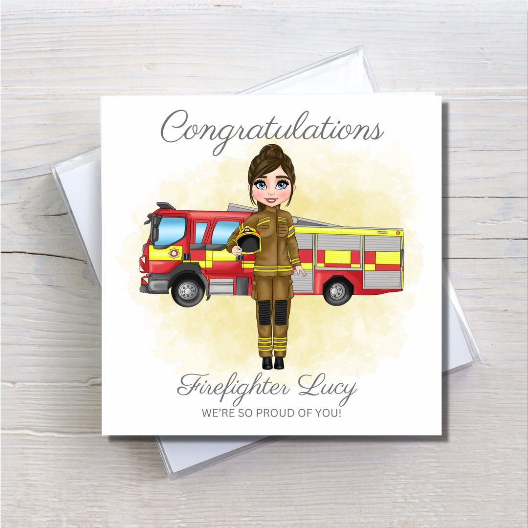 Congratulations Card for Firefighter, Personalised Card for Firefighter ...