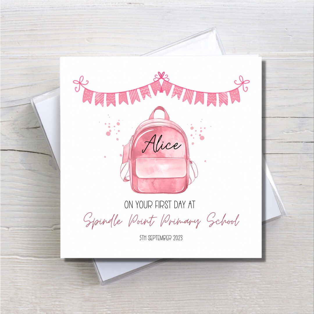 Personalised First Day at School Card, Good Luck at School Card, Back ...