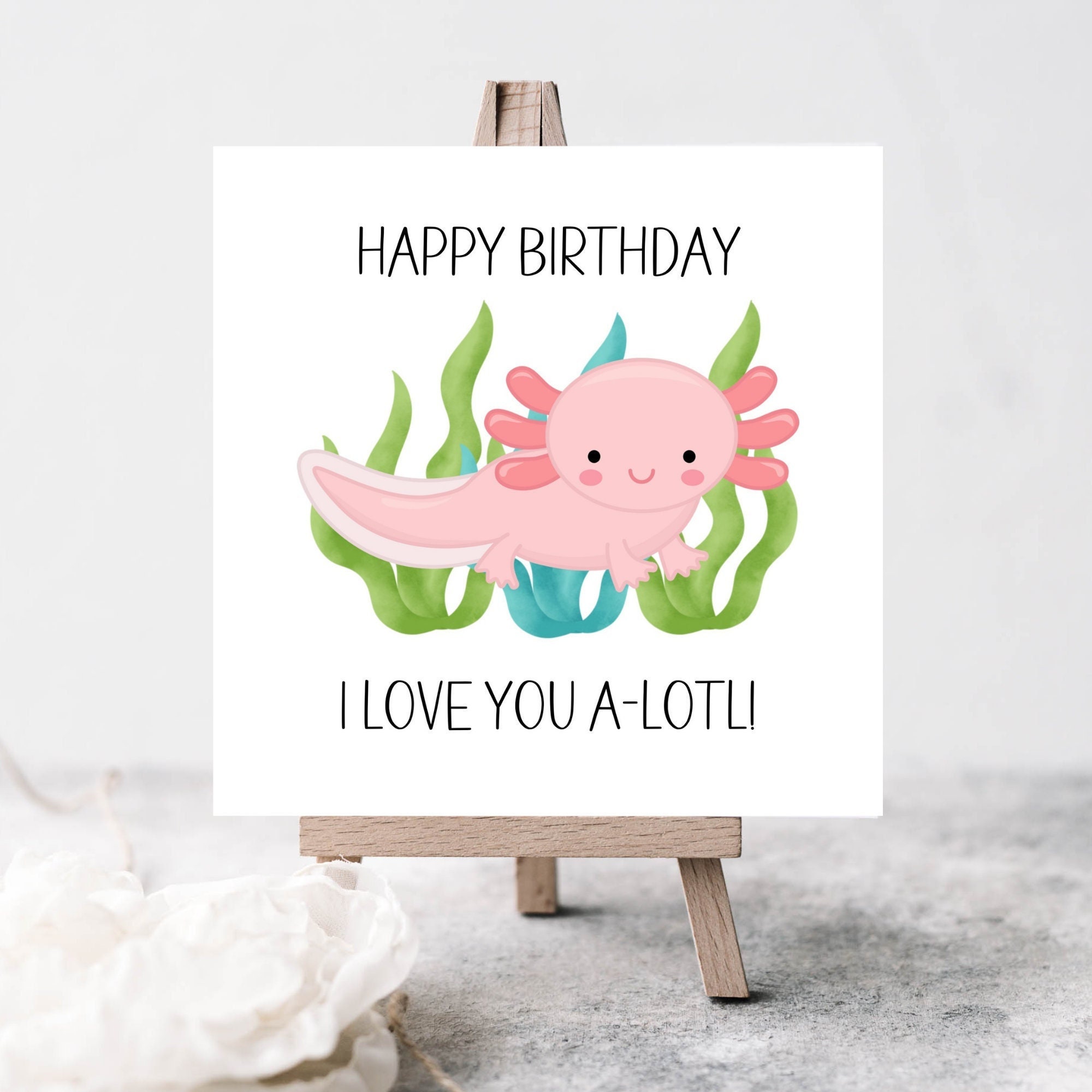 Happy Birthday Axolotl Card Axolotl Birthday Card Axolotl - Etsy UK