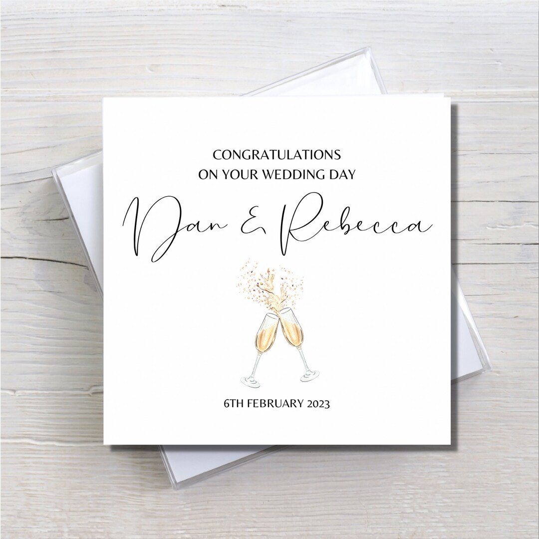 Personalised Wedding Card, Minimalist Wedding Card, Simple Wedding Day ...