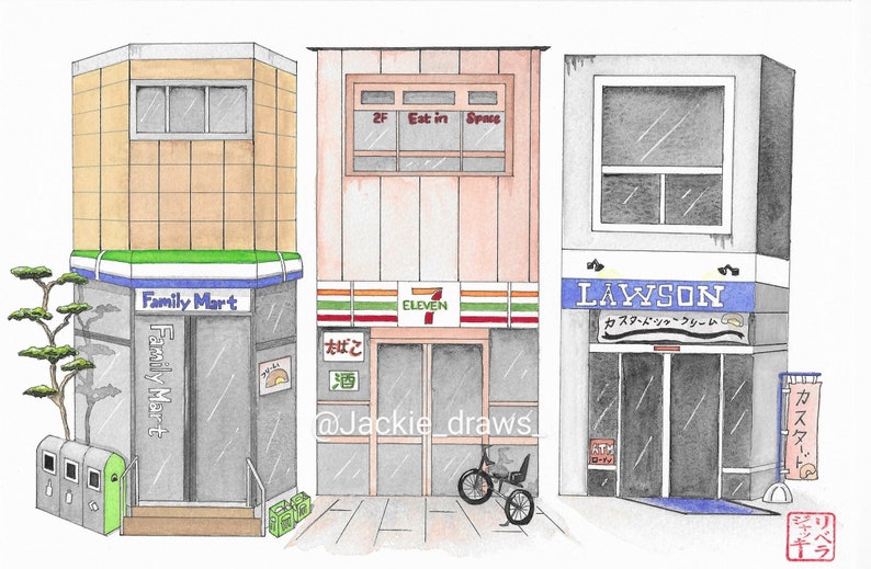 Japanese Convenience Stores Sticker Stickers 711 Lawson Print Family ...