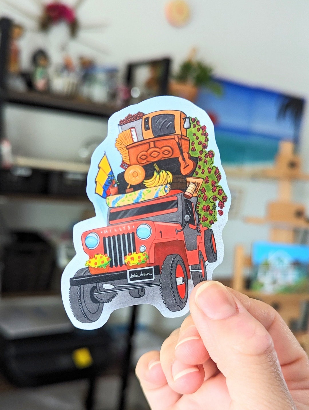 Colombian Jeep Willys Sticker: Hand-drawn Waterproof Vinyl Art - Etsy