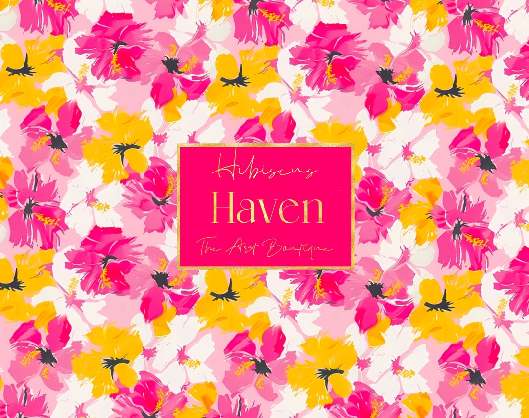 PREPPY SUMMER HIBISCUS Floral Digital Paper Scrapbook Flower ...