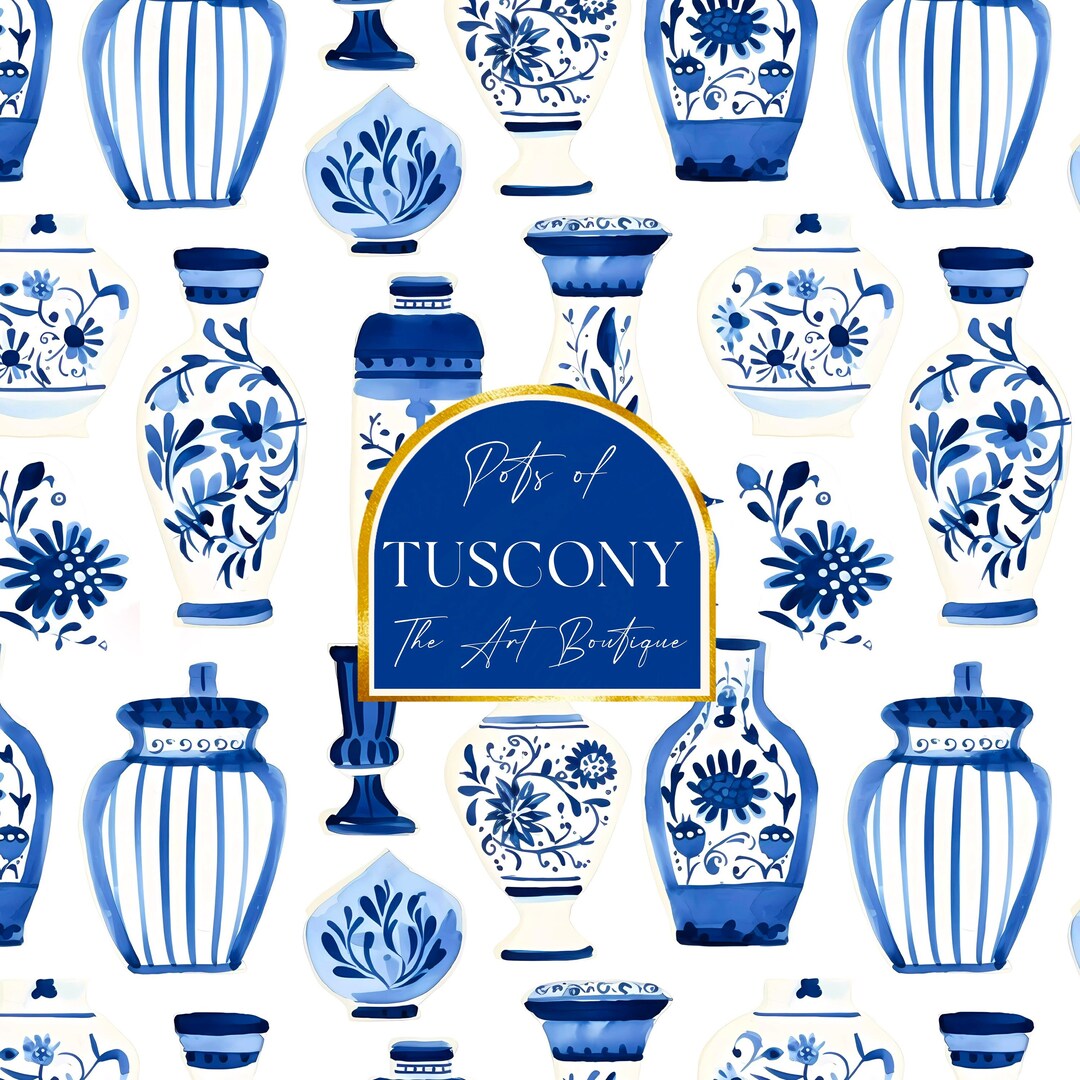 Pots of Tuscany Mediterranean Seamless Pattern, Italian Pottery Digital ...