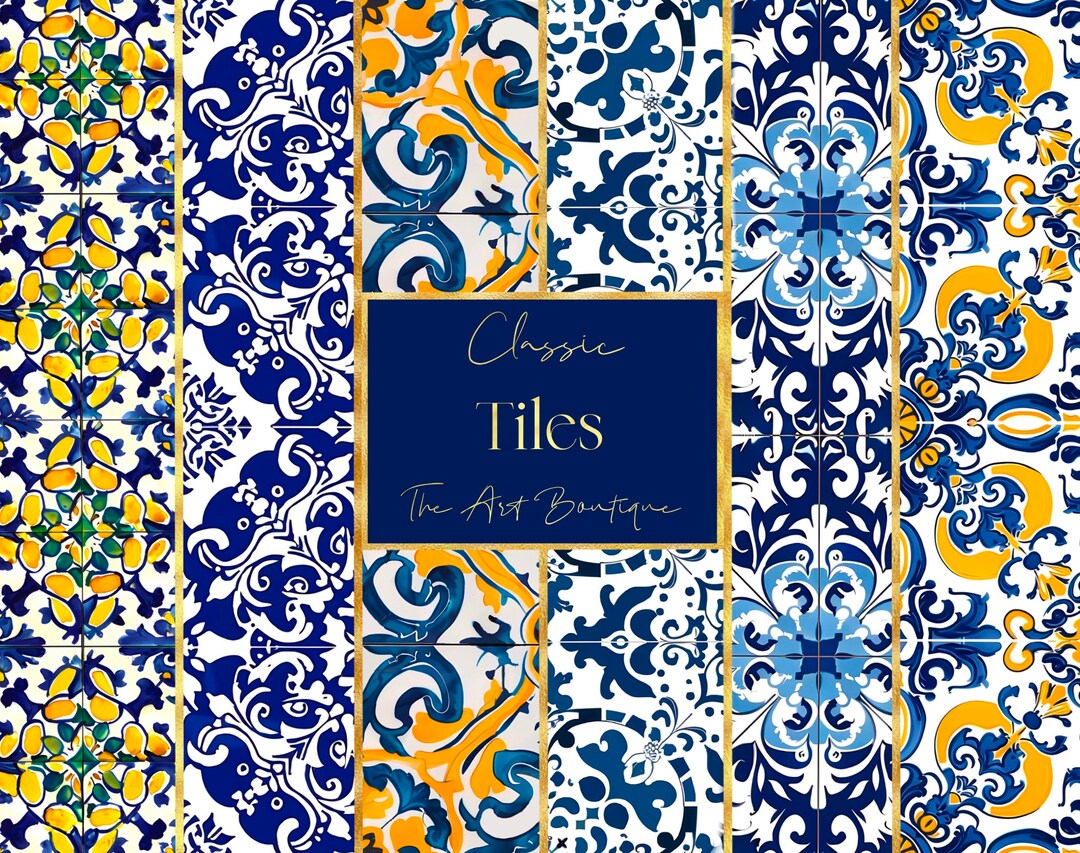 MEDITERRANEAN SEAMLESS TILES Mediterranean Tiles Digital Paper 6 Pack ...
