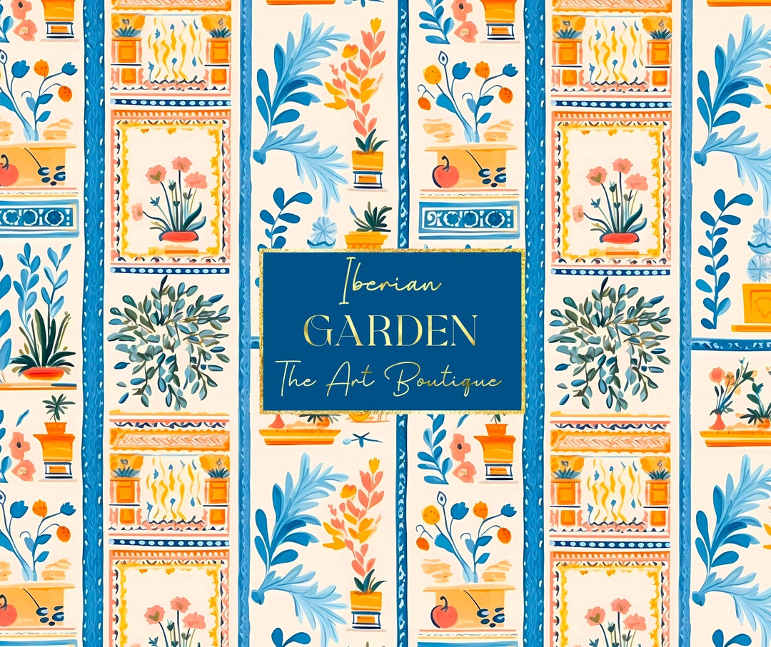 Iberian Garden Mediterranean Seamless Digital Paper Mediterranean ...