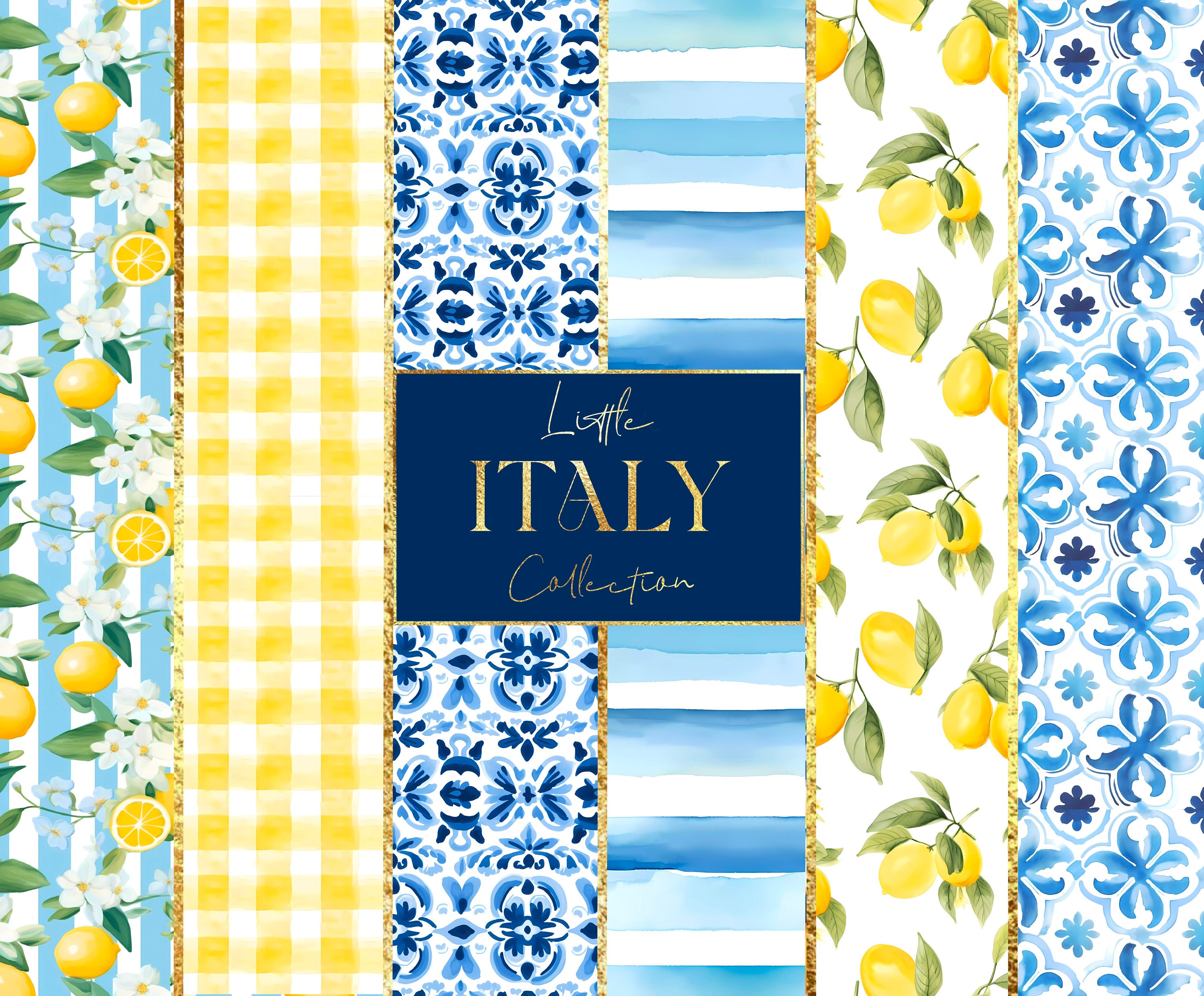 LITTLE ITALY SEAMLESS Digital Paper Pack Italian Tiles Pattern Design ...