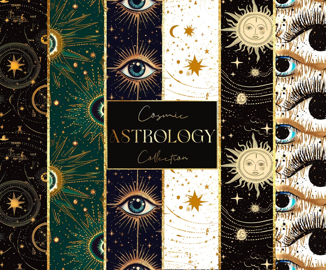 6 COSMIC ASTROLOGY SEAMLESS Astrology Digital Paper Pack Scrapbook ...