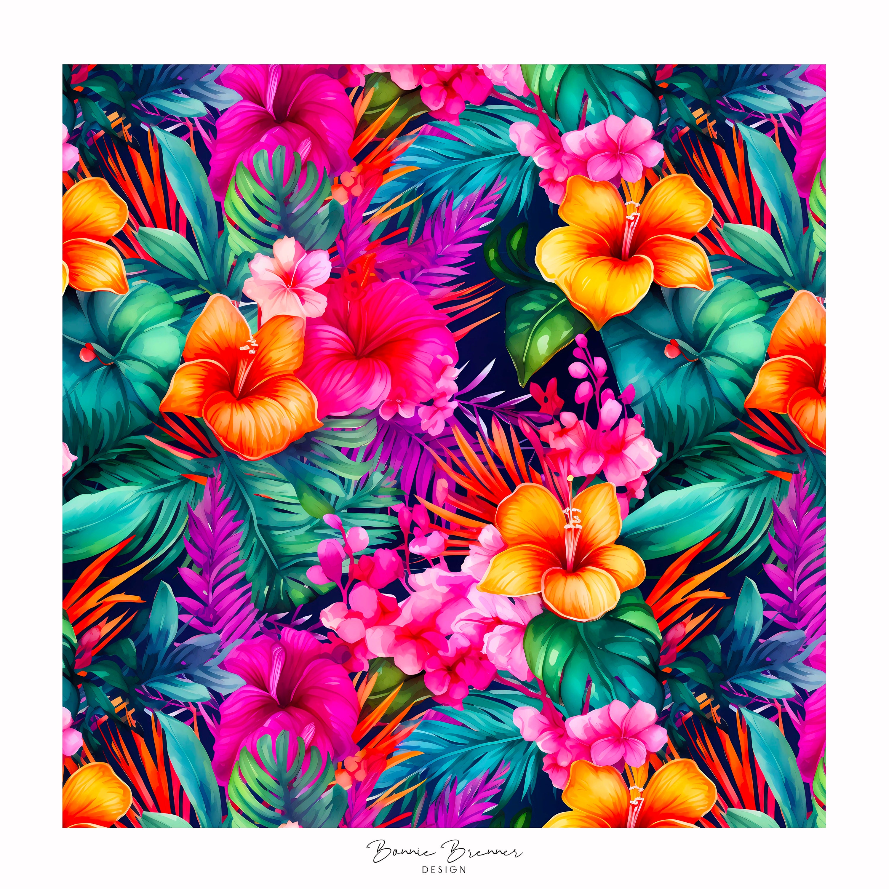 VIBRANT TROPICAL SEAMLESS Pattern Floral Texture Backgrounds Flower ...