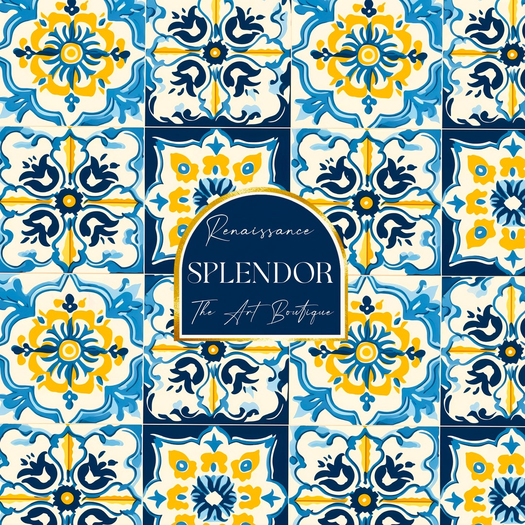 ITALIAN MAJOLICA TILES Watercolor Greek Tiles Digital Paper Scrapbook ...